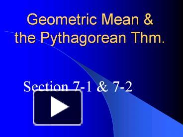 PPT – Geometric Mean PowerPoint presentation | free to download - id ...
