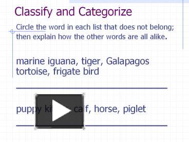 Classify and Categorize presentation | free to download