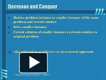 PPT – Decrease and Conquer PowerPoint presentation | free to download ...