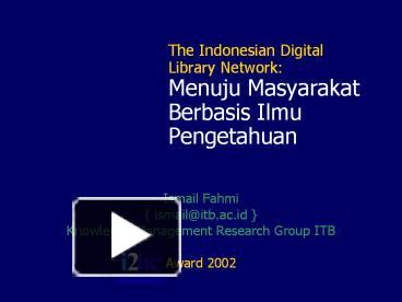 The Indonesian Digital Library Network: Menuju Masyarakat Berbasis Ilmu ...
