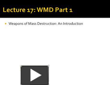 Lecture 17: WMD Part 1 presentation | free to download