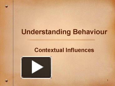 Understanding Behaviour presentation | free to download
