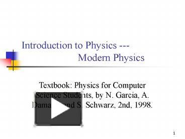 Introduction to Physics --- Modern Physics presentation | free to view