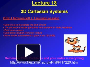 PPT – Lecture 18 3D Cartesian Systems PowerPoint presentation | free to ...