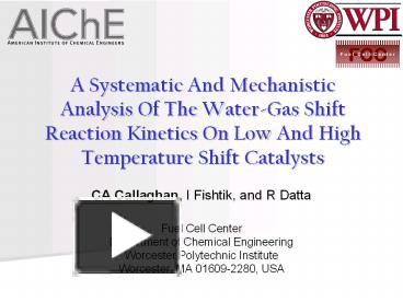 A Systematic And Mechanistic Analysis Of The Water-Gas Shift Reaction ...