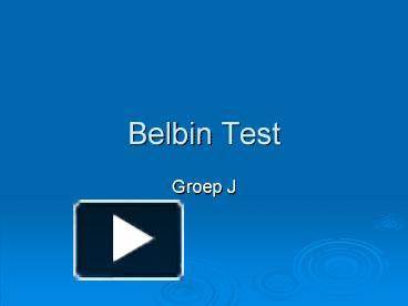 Belbin Test presentation | free to view