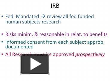 PPT – IRB PowerPoint presentation | free to download - id: 7351cd-NjgxM