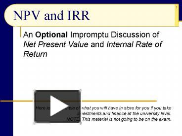 NPV and IRR presentation | free to download
