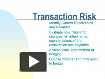 Transaction Risk presentation | free to view