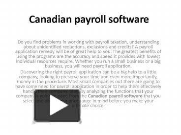 Canadian payroll software presentation | free to download