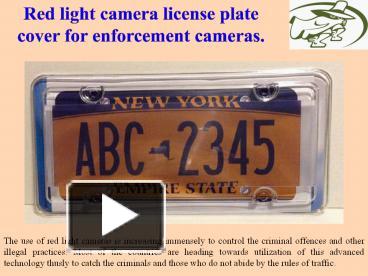 Red light camera license plate cover for enforcement cameras ...
