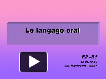 PPT – Le langage oral PowerPoint presentation | free to download - id ...