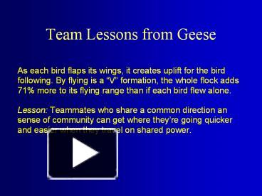 Team Lessons from Geese presentation | free to view