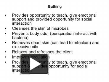 Bathing presentation | free to view