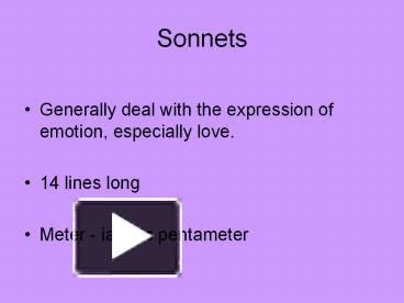 PPT – Sonnets PowerPoint presentation | free to download - id: 747755-YzRmO