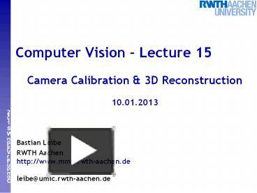 Computer Vision presentation | free to view