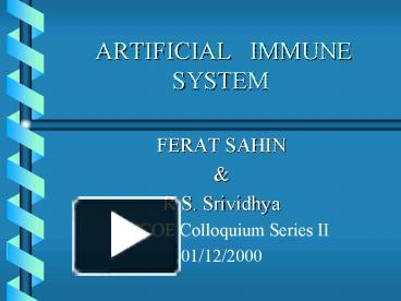 PPT – ARTIFICIAL IMMUNE SYSTEM PowerPoint presentation | free to view ...