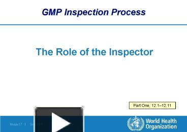 GMP Inspection Process presentation | free to view