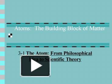Atoms: The Building Block of Matter presentation | free to view