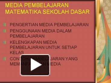 PPT – MEDIA PEMBELAJARAN MATEMATIKA SEKOLAH DASAR PowerPoint ...
