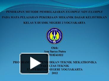 PENERAPAN METODE PEMBELAJARAN EXAMPLE NON EXAMPLE PADA MATA PELAJARAN ...