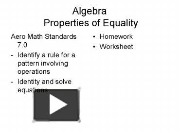 PPT – Algebra Properties of Equality PowerPoint presentation | free to ...