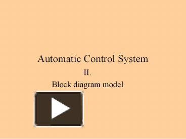 Automatic Control System presentation | free to view