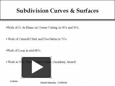 PPT – Subdivision Curves PowerPoint presentation | free to download ...