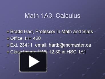 PPT – Math 1A3, Calculus PowerPoint presentation | free to download ...