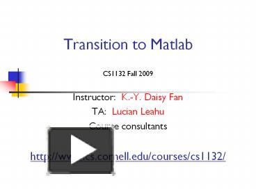 PPT – Transition to Matlab PowerPoint presentation | free to download ...