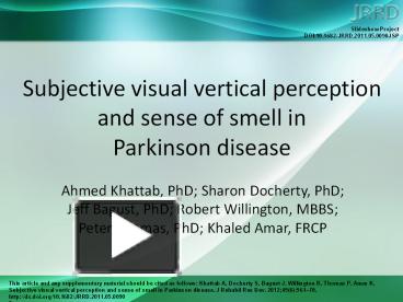 PPT – Subjective visual vertical perception and sense of smell in ...
