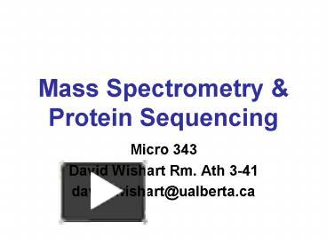 Mass Spectrometry presentation | free to view