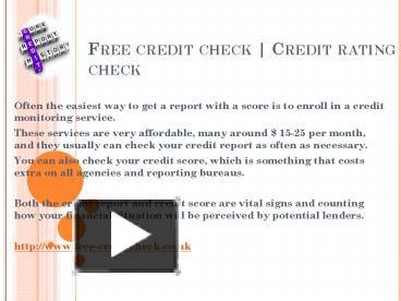 PPT – Free credit rating score | http://www.free-creditcheck.co.uk ...