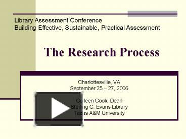 The Research Process presentation | free to view