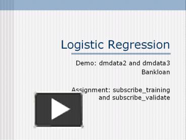 PPT – Logistic Regression PowerPoint presentation | free to view - id ...
