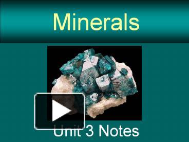 Minerals presentation | free to view