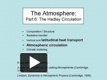The Atmosphere: Part 6: The Hadley Circulation presentation | free to view