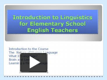 Introduction to Linguistics for Elementary School English Teachers ...
