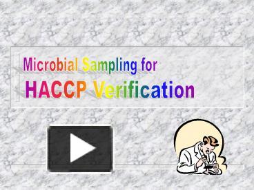 Sampling Plans for Microbiological Analysis presentation | free to view