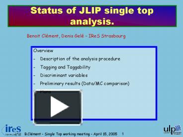 PPT – Status of JLIP single top analysis. PowerPoint presentation ...