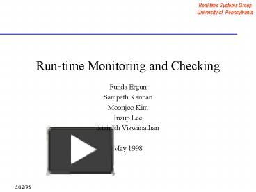 PPT – Runtime Monitoring and Checking PowerPoint presentation | free to ...