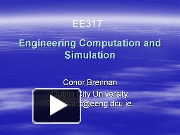 PPT – Engineering Computation and Simulation PowerPoint presentation ...