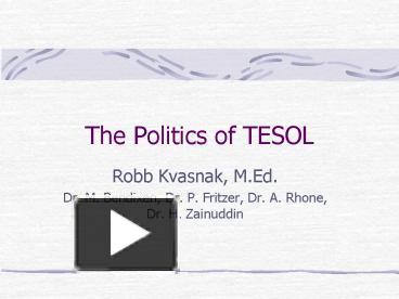 The Politics of TESOL presentation | free to view