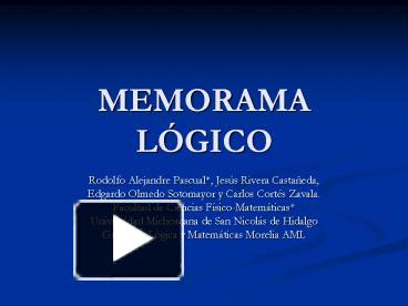 PPT – MEMORAMA L PowerPoint presentation | free to download - id ...