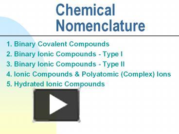 Chemical Nomenclature presentation | free to view
