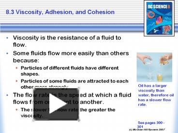 PPT – 8.3 Viscosity, Adhesion, and Cohesion PowerPoint presentation ...
