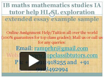 IB maths mathematics studies exploration extended essay example sample ...