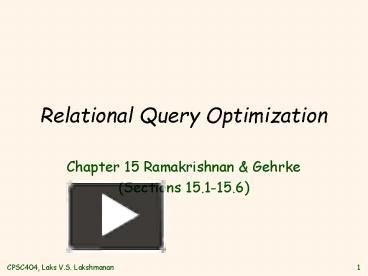 PPT – Relational Query Optimization PowerPoint presentation | free to ...
