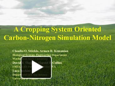 PPT – A Cropping System Oriented CarbonNitrogen Simulation Model ...