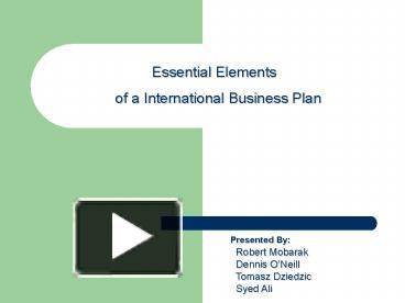 Essential Elements presentation | free to view